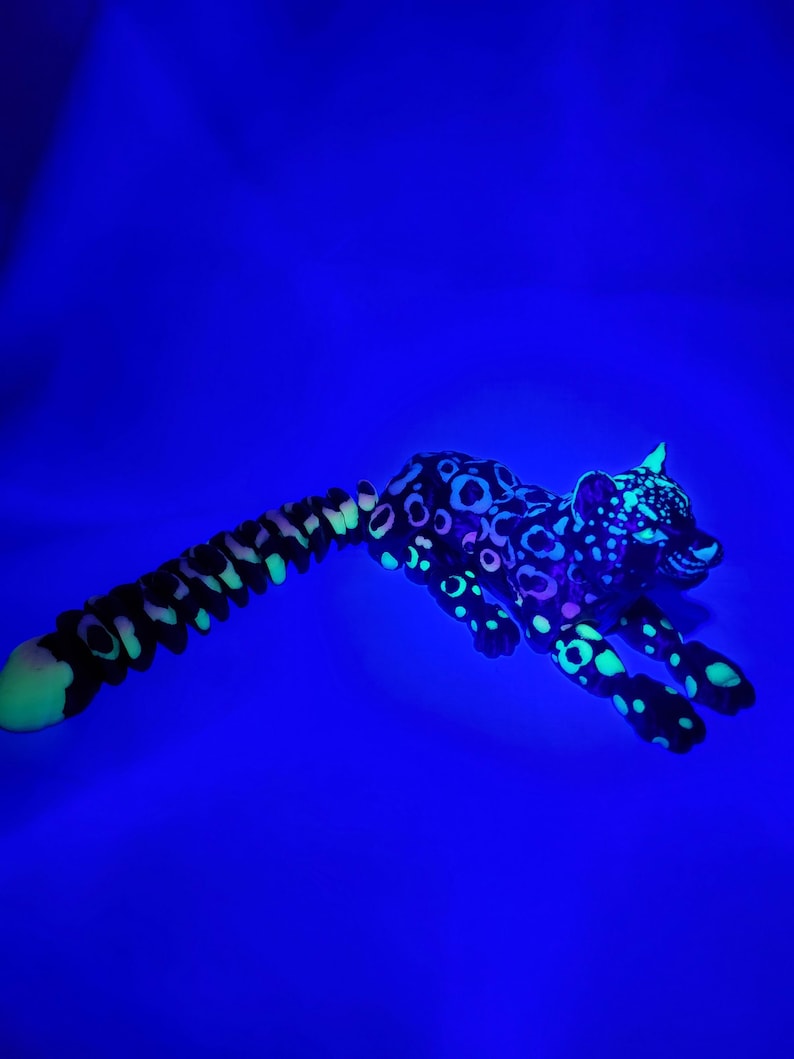 Glow in the Dark Snow Leopard Articulated Animal - Black and Glow in ...