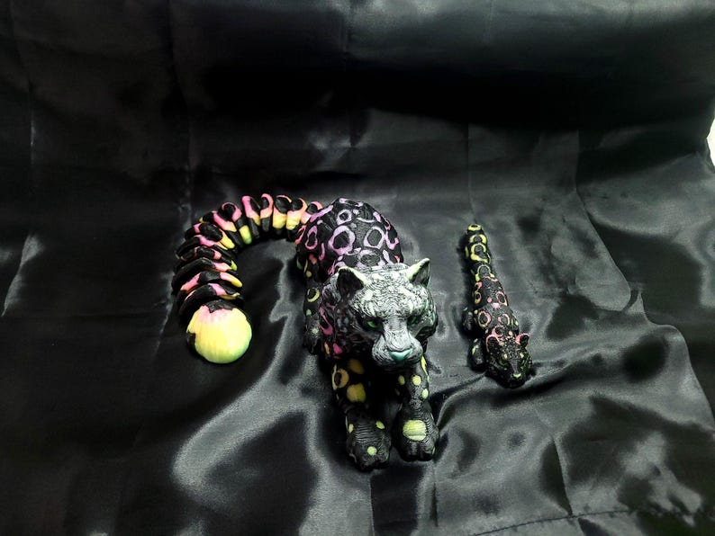 Glow in the Dark Snow Leopard Articulated Animal - Black and Glow in ...