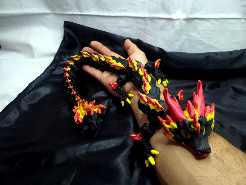 Flexi Firestorm Flame Dragon - Black With Silk Gold Red and Vibrant ...