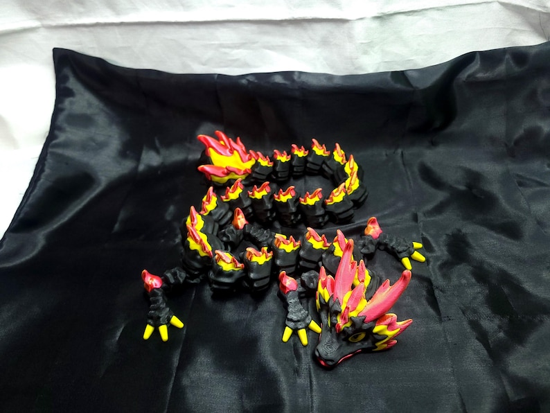 Flexi Firestorm Flame Dragon - Black With Silk Gold Red and Vibrant ...