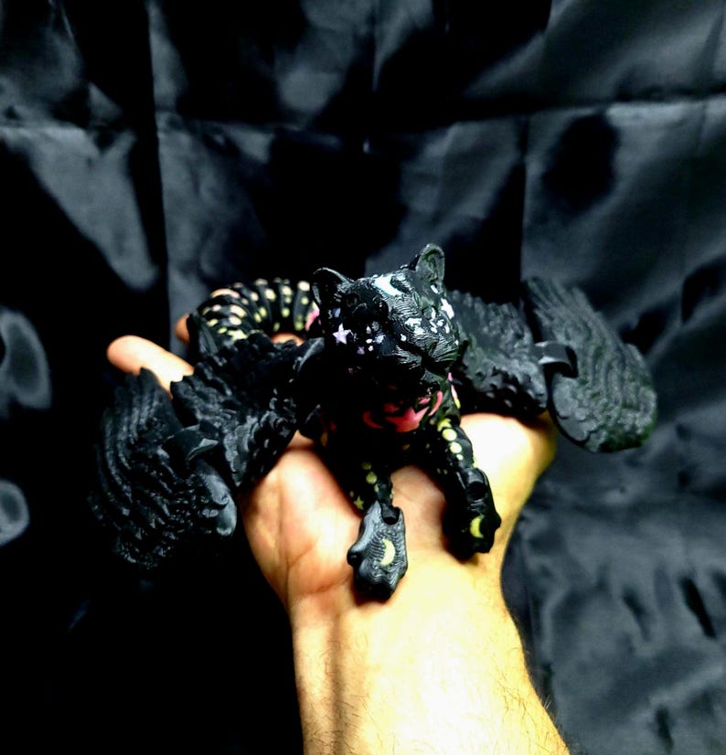 Glow in the Dark Rainbow Moon Winged Panther Flexi Animal- Articulated ...