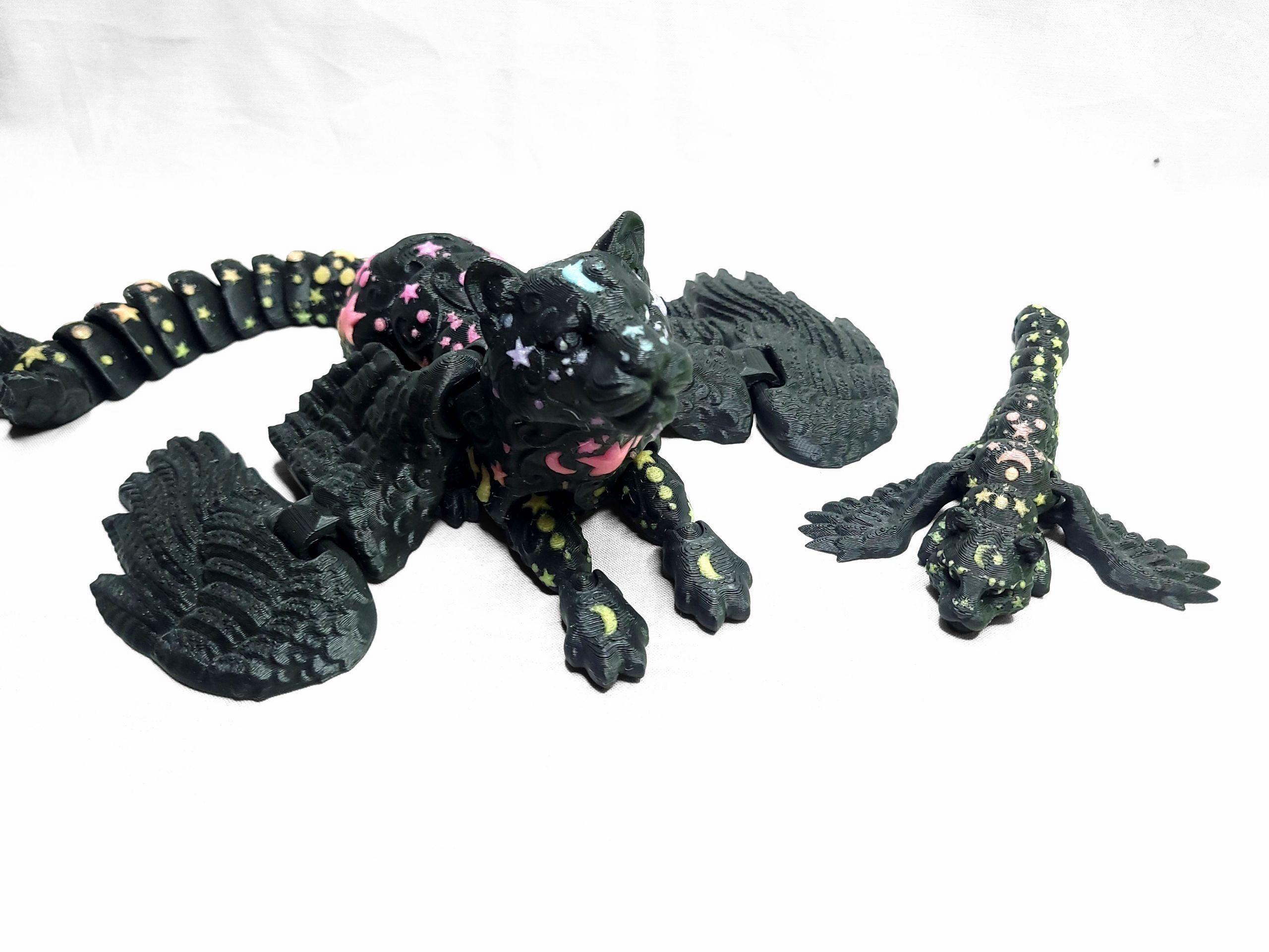 Glow in the Dark Rainbow Moon Winged Panther Flexi Animal- Articulated ...