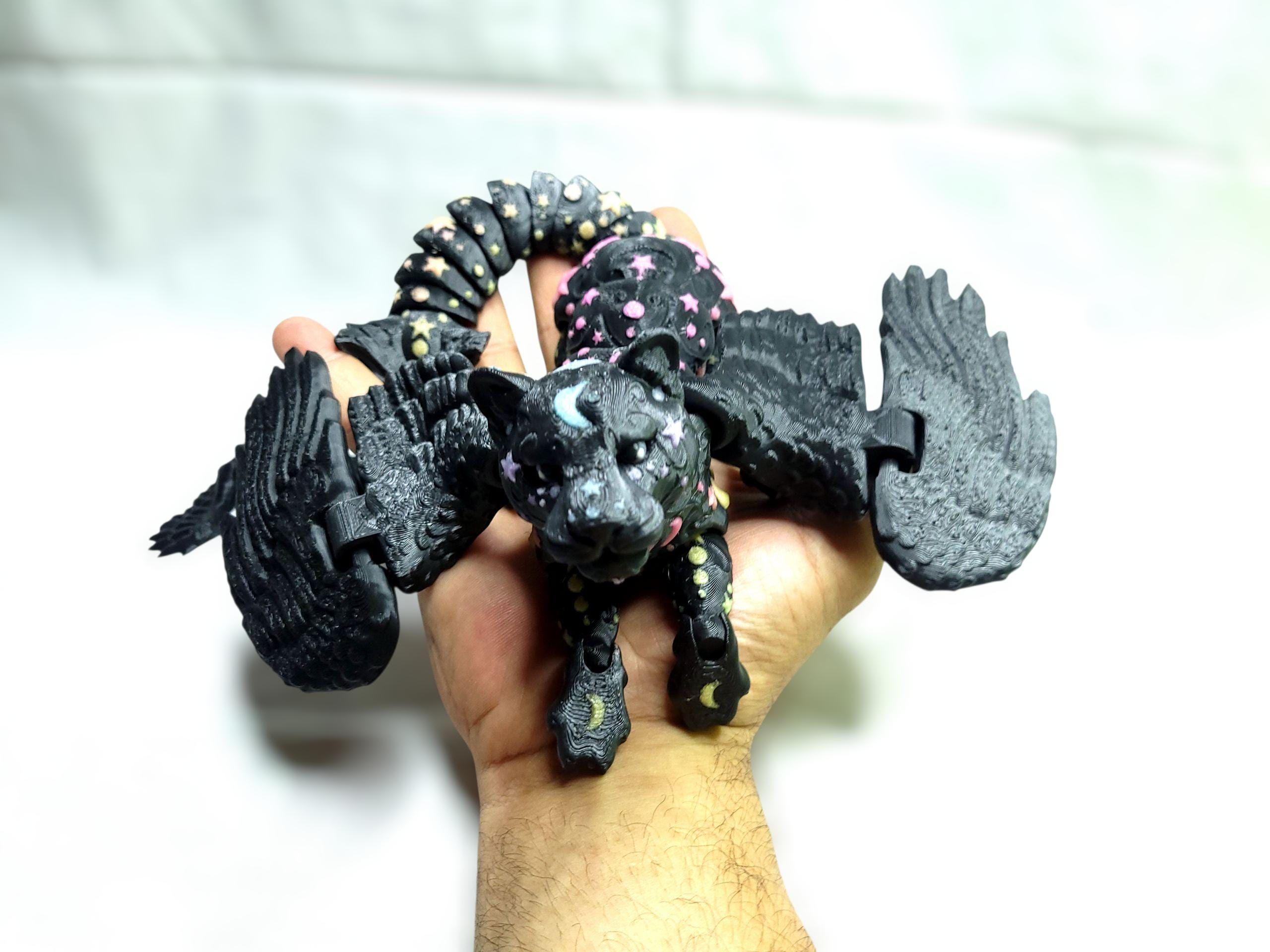 Glow in the Dark Rainbow Moon Winged Panther Flexi Animal- Articulated ...