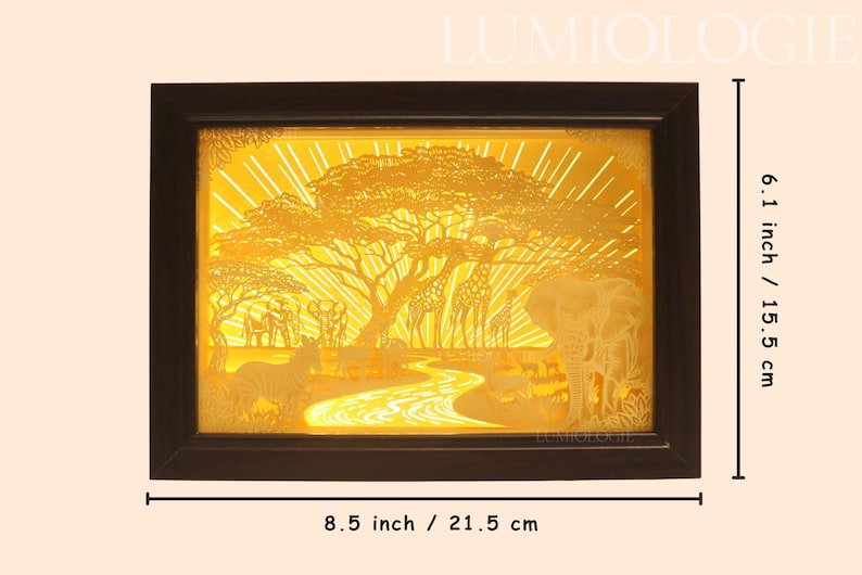 African Safari Shadowbox｜savanna Animals Lightbox｜elephant Giraffe ...