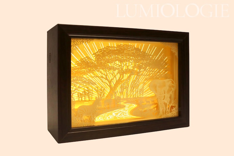 African Safari Shadowbox｜savanna Animals Lightbox｜elephant Giraffe ...