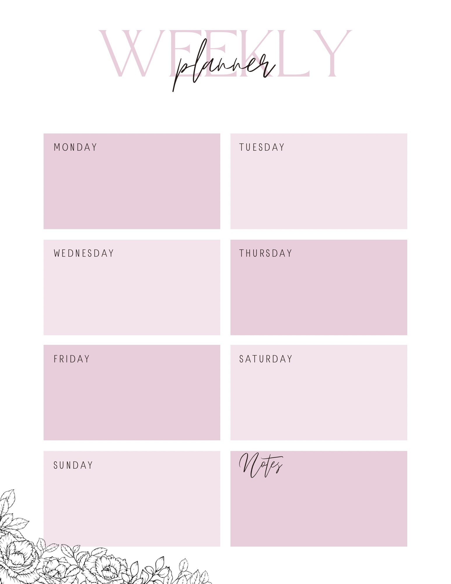 Printable Weekly Planner, Homeschool Planner, Light Pink Theme, Planner ...