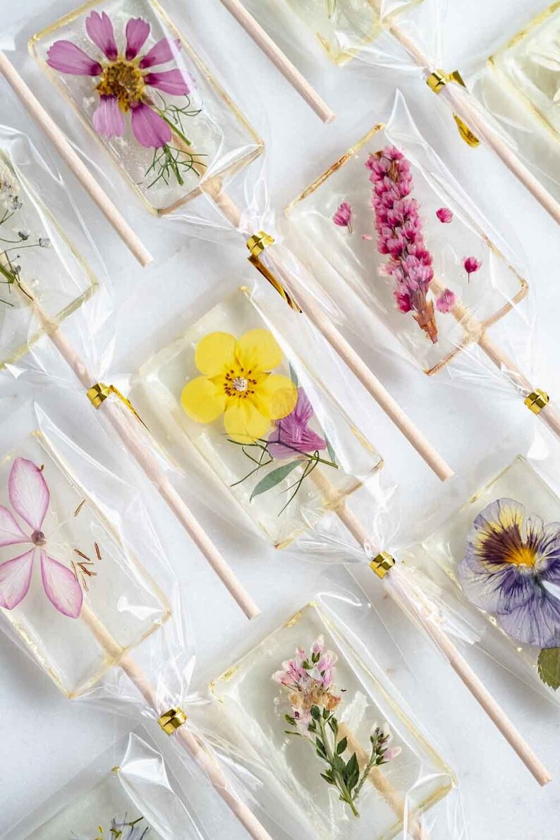10 Wildflower Rectangle Lollipops - Etsy