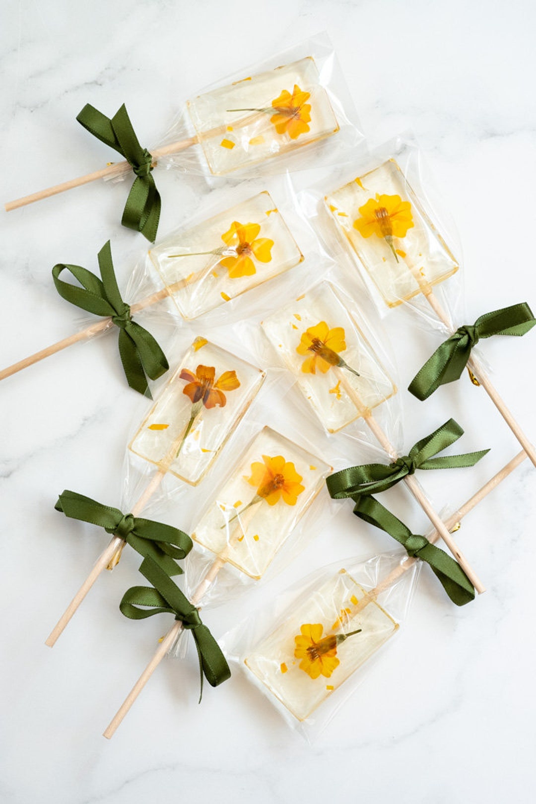 10 Marigold Floral Rectangle Lollipops - Etsy
