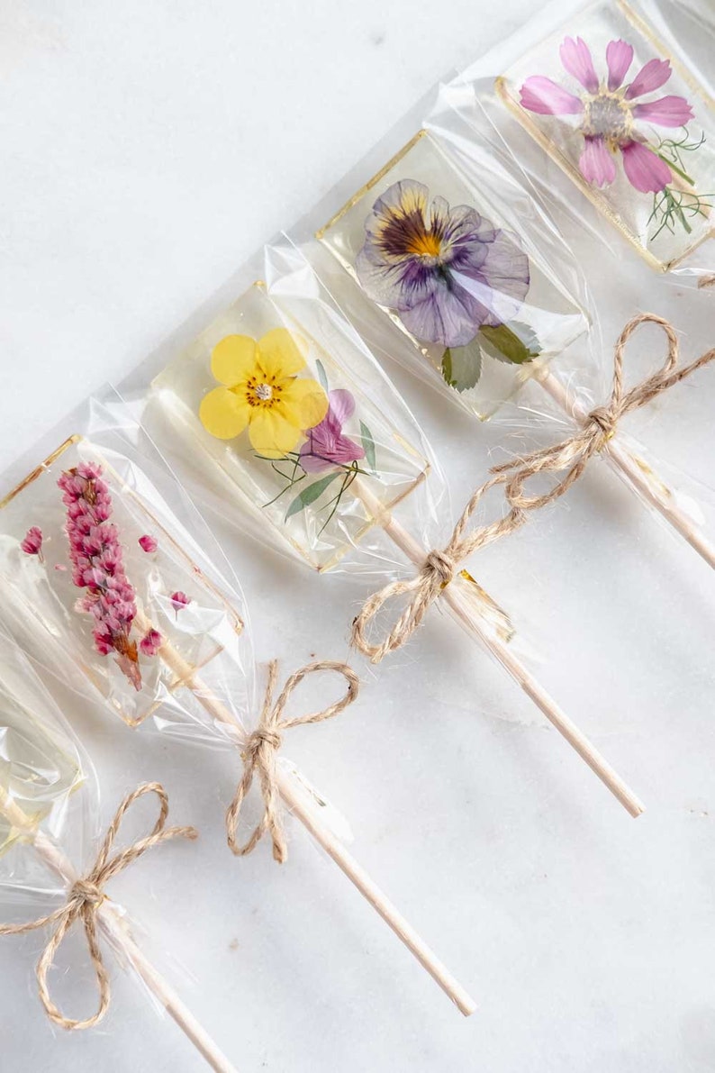 10 Wildflower Rectangle Lollipops - Etsy