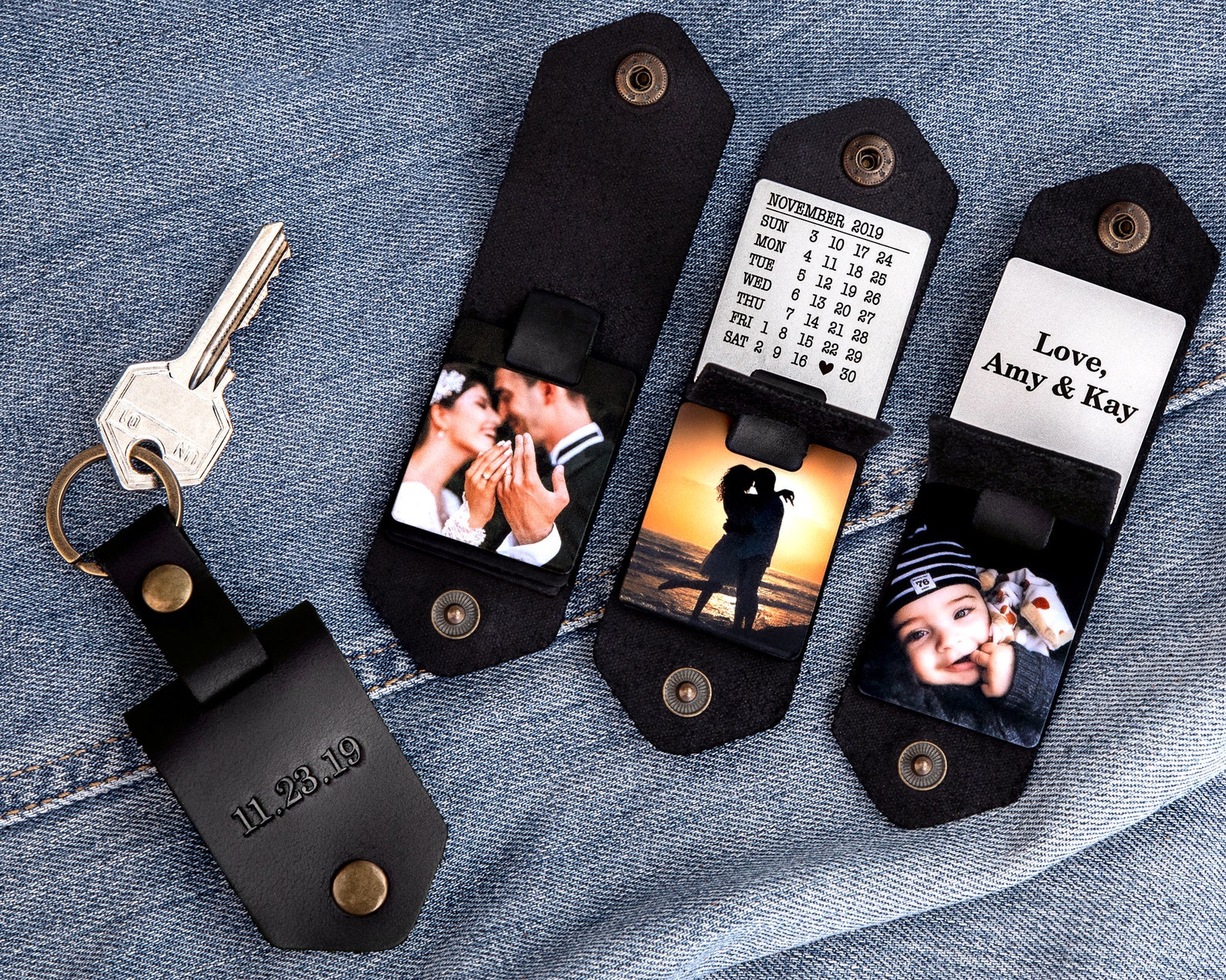 First Time Dad Gift Leather Keychain Personalized With Photo - Etsy