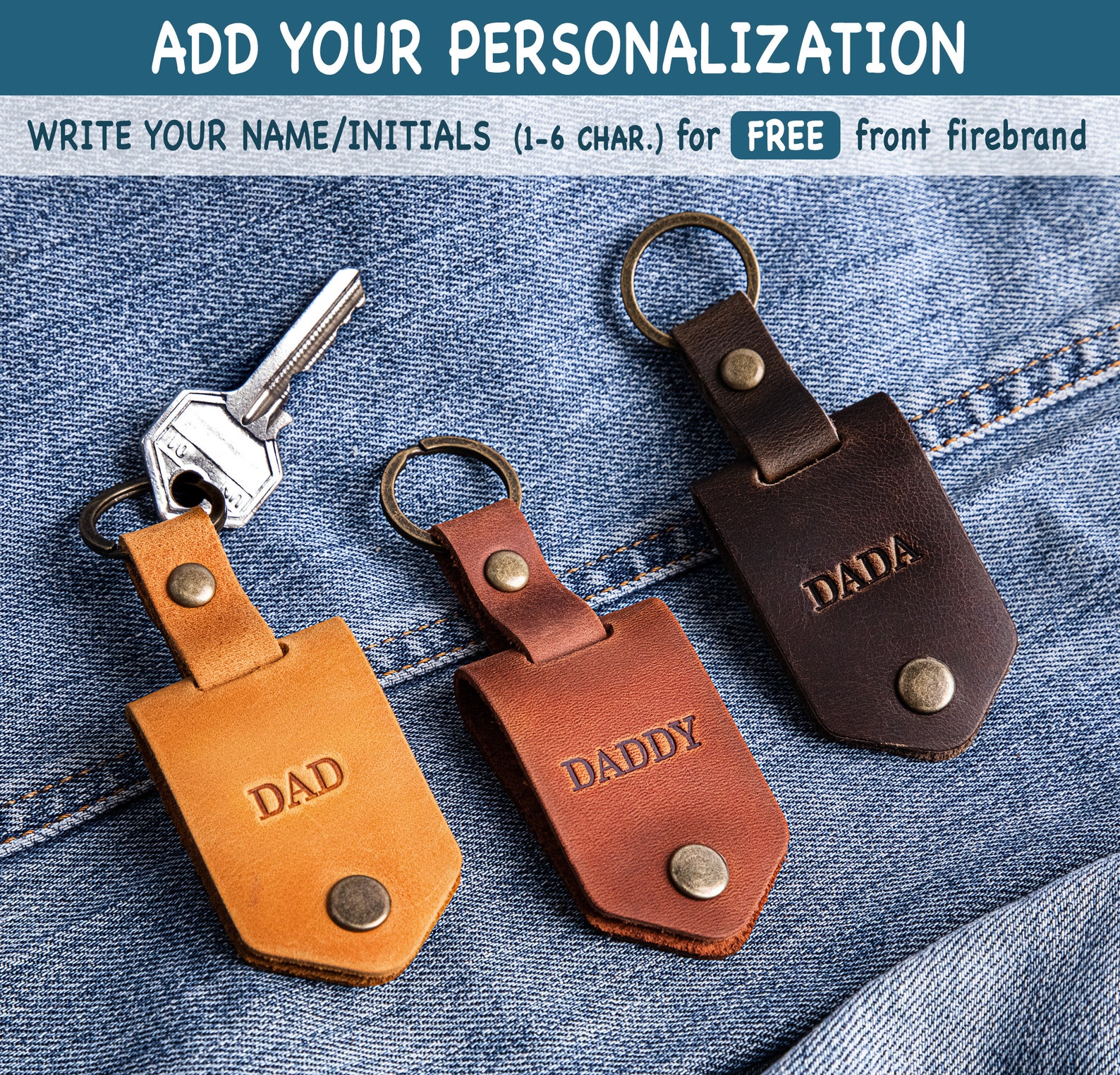 First Time Dad Gift Leather Keychain Personalized With Photo - Etsy