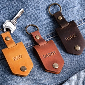 First Time Dad Gift Leather Keychain Personalized With Photo - Etsy