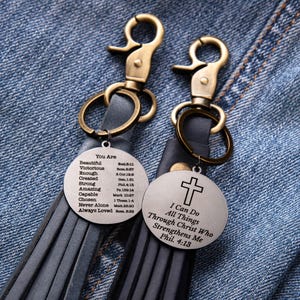 Custom Bible Verse Stainless Steel Keychain Charm, Personalized Faith ...
