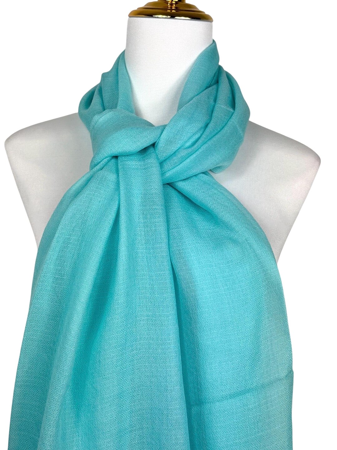100% Merino Wool Cashmere Blue Scarf Handwoven Stole Pashmina Wrap ...