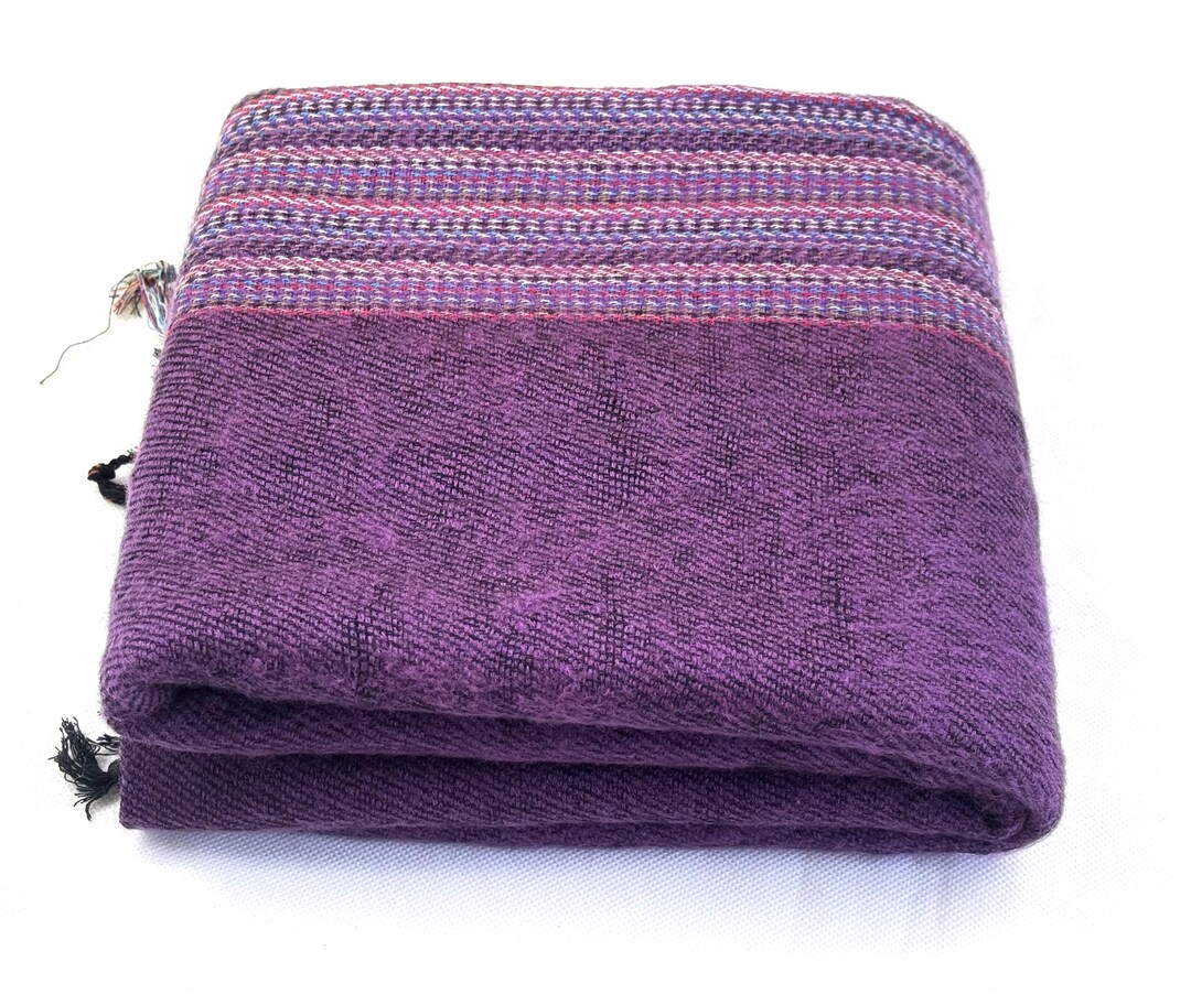 Purple Yak Wool Shawl Handmade Meditation Prayer Blanket Bed Throw ...
