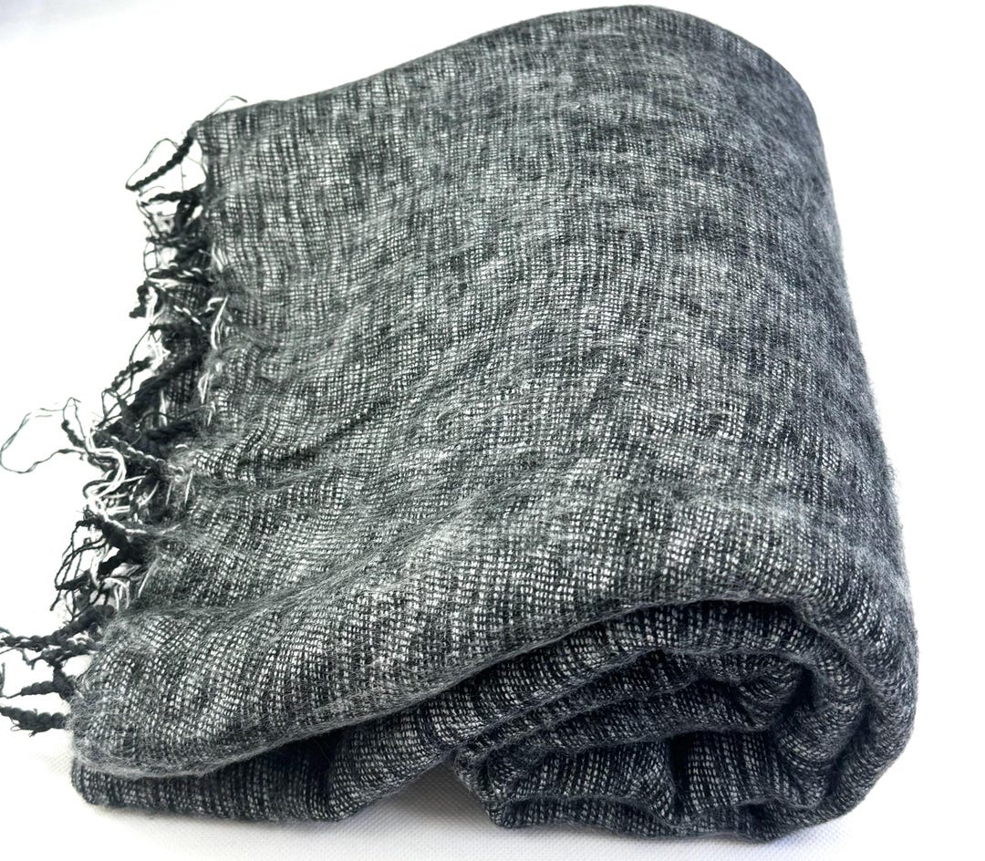 Gray Handmade Yak Wool Blanket Oversized Knitted Shawl Bed Throw Wrap ...