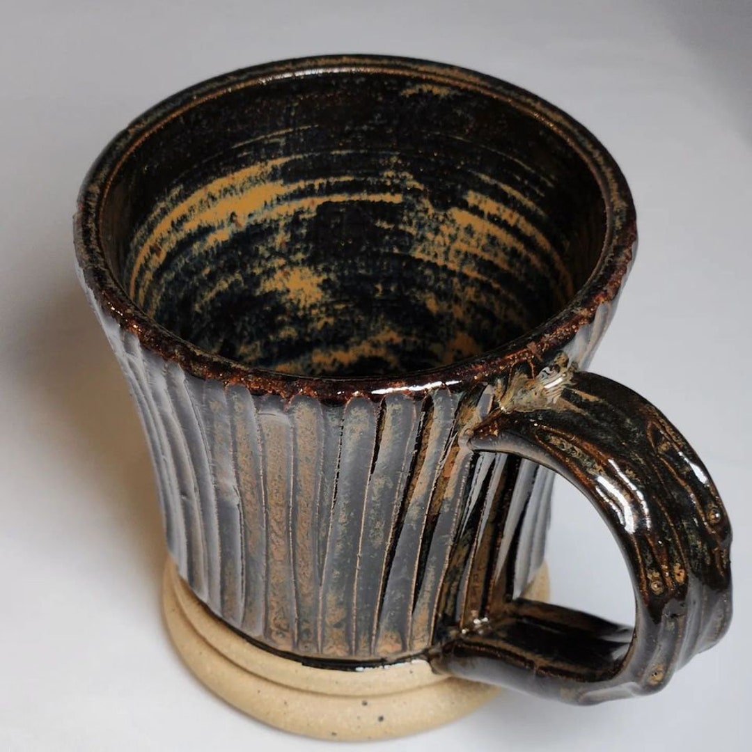 Textured and Fluted River Rock Pottery Mug - Etsy