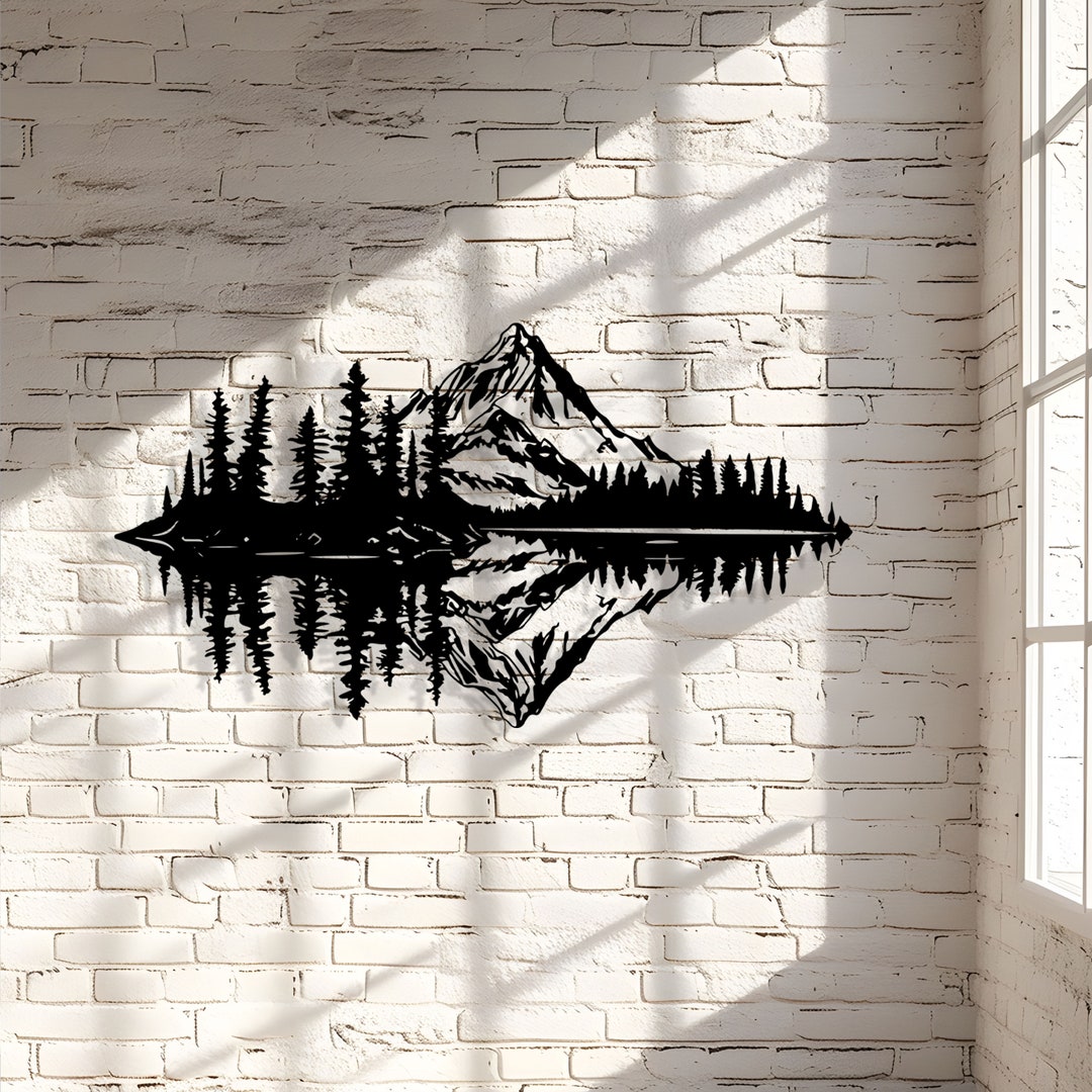 Mountain Metal Wall Art - Mountain Lake Metal Home Decor - Outdoor ...