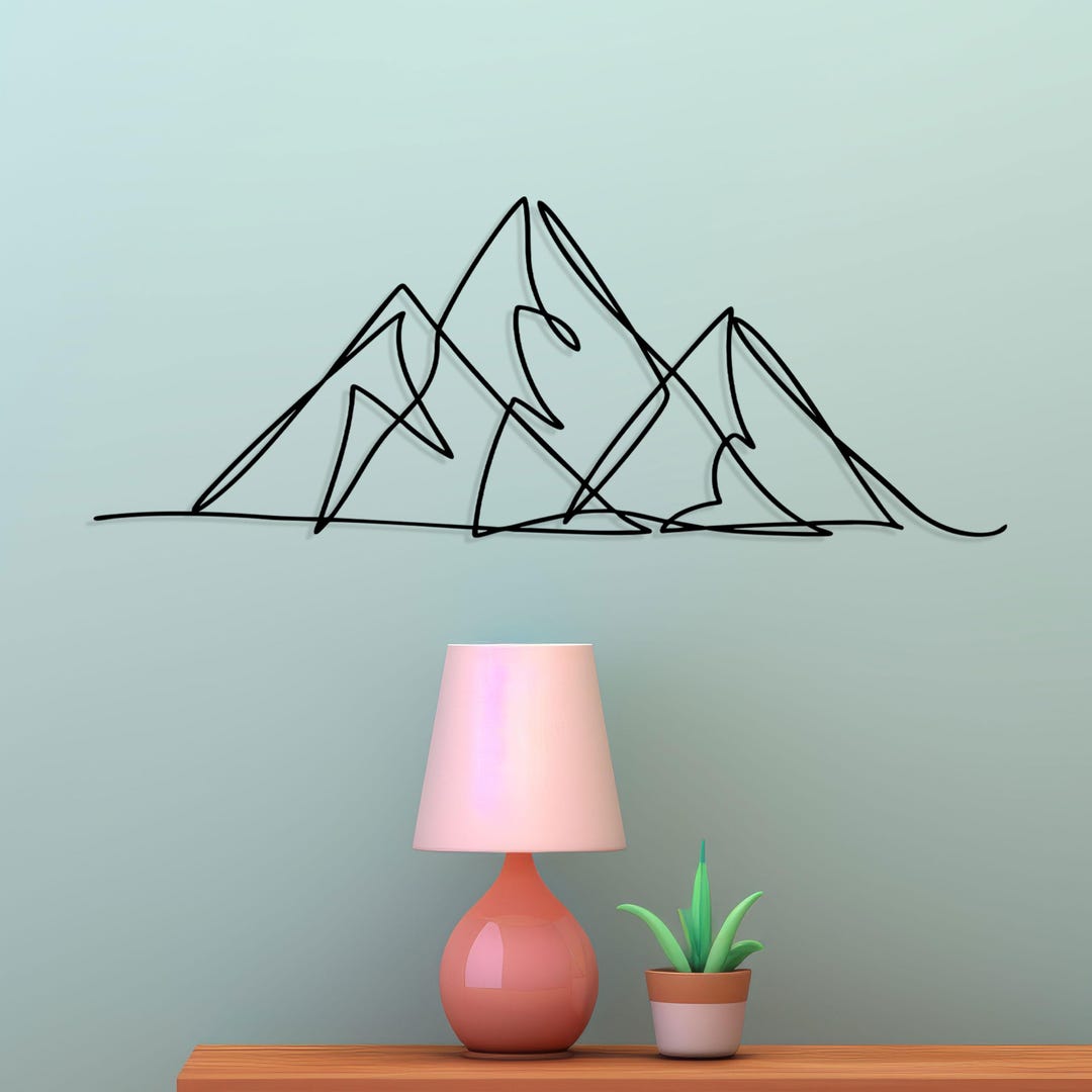 Modern Mountain Metal Line Art - Minimalist Metal Home Wall Decor ...