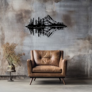 Mountain Lake Metal Wall Art - Pine Tree Lake Home Decor - Unique ...