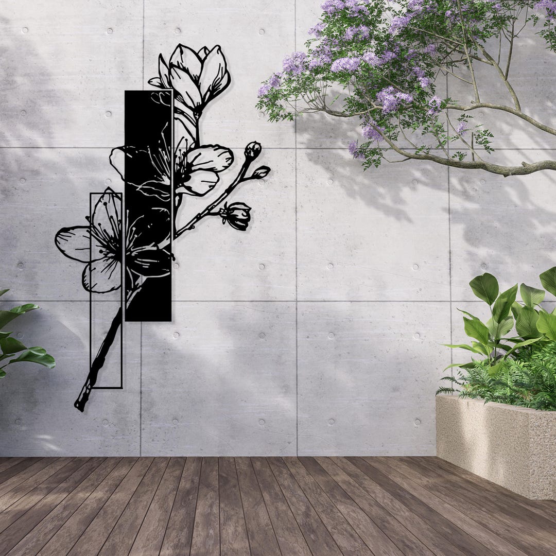Flowers Cherry Blossom Metal Wall Art, Cherry Blossom Metal Home Wall ...