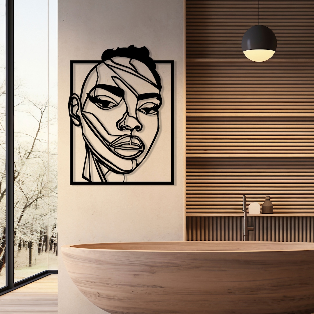 Abstract Metal Line Art - Modern Face Wall Decor - Unique Birthday Gift ...