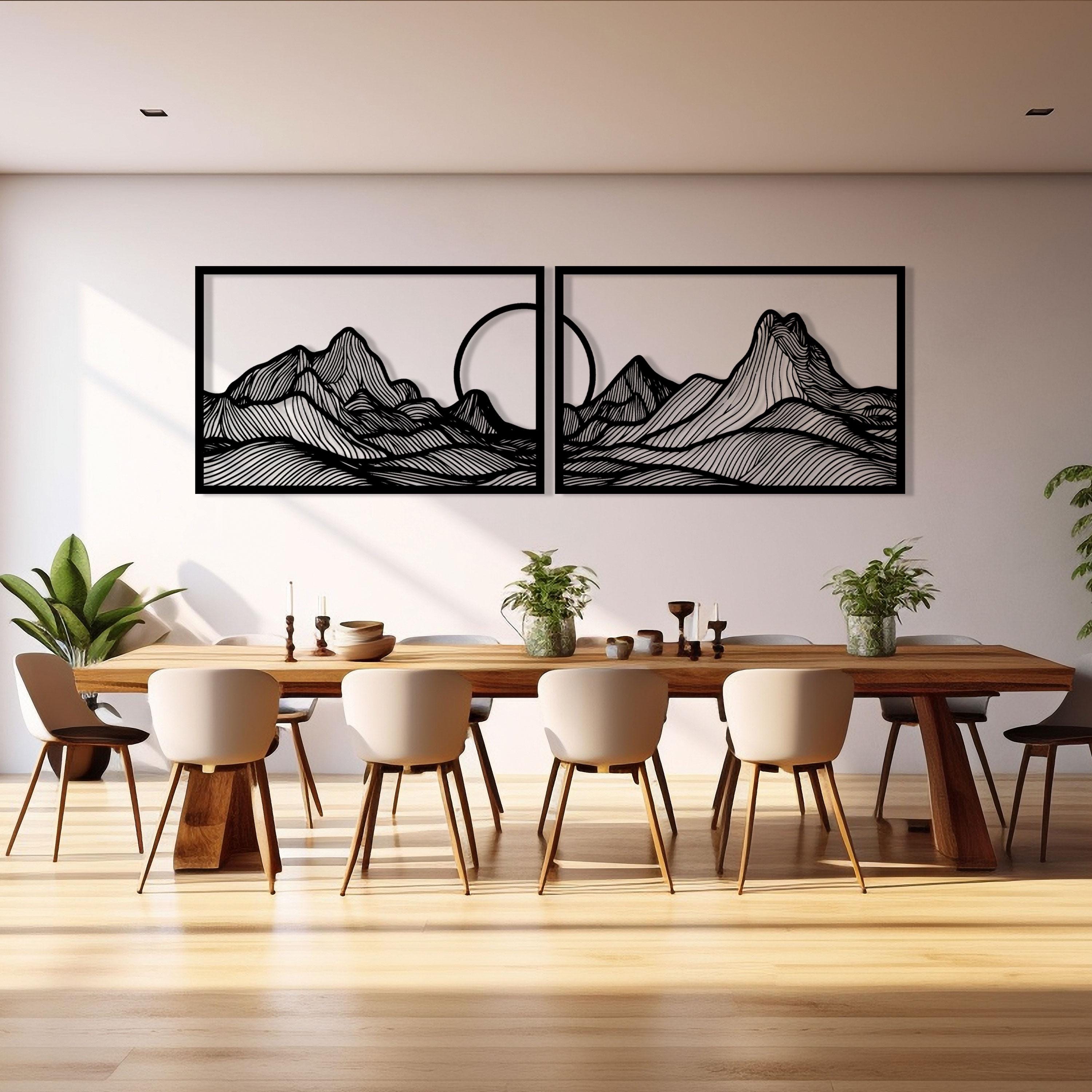 Modern Mountain Metal Wall Line Art - Minimalist Metal Home Decor ...