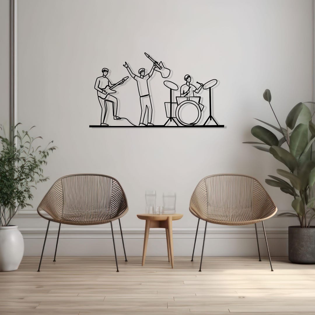 Music Band Metal Line Art - Rock N Roll Home Decor - Gift for Musican ...