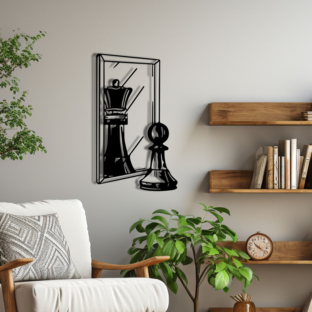 Chess Metal Wall Art, King and Pawn Metal Wall Decor, Unique Birthday ...