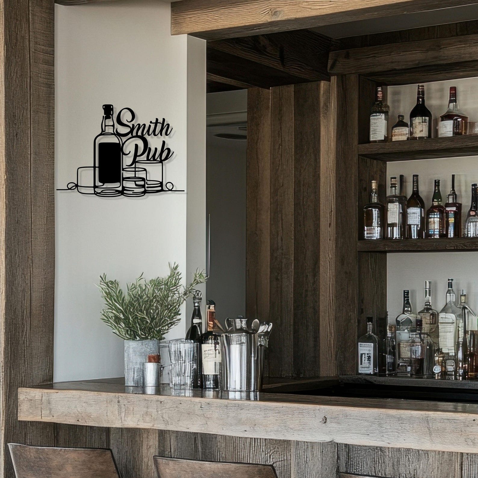 Personalized Metal Bar Sign - Custom Home Pub Wall Art, Family Name ...
