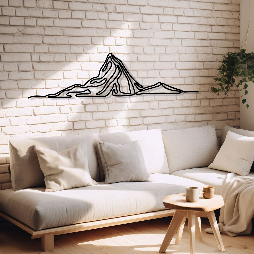 Metal Mountain Wall Art, Minimalist Metal Line Art, Moden Metal Home ...
