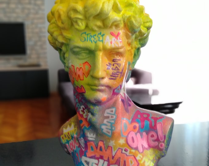 Street Art David Bust,yellow Italian Modern Handmade Statue,graffiti ...