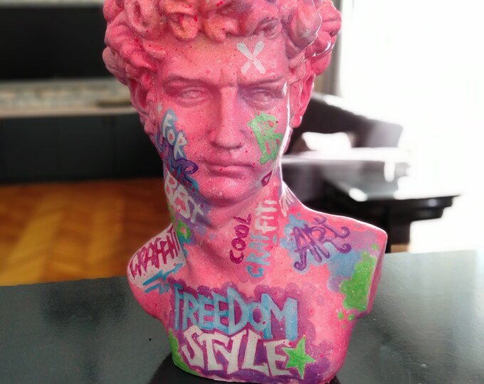 Street Art David Bust,pink Italian Modern Handmade Statue,graffiti ...
