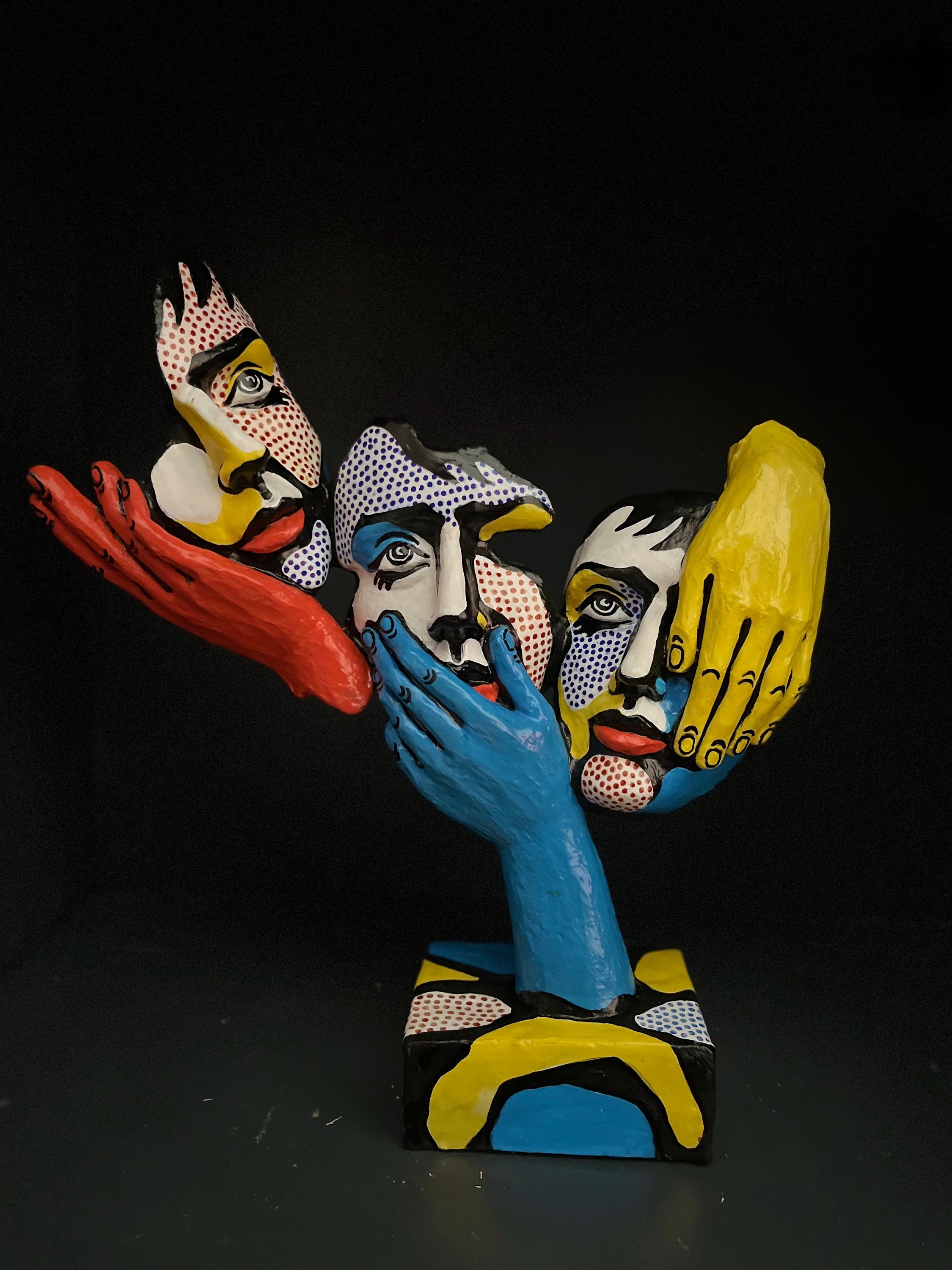 Gothic See No Evil,hear No Evil,speak No Evil Sculpture,painted Witch ...