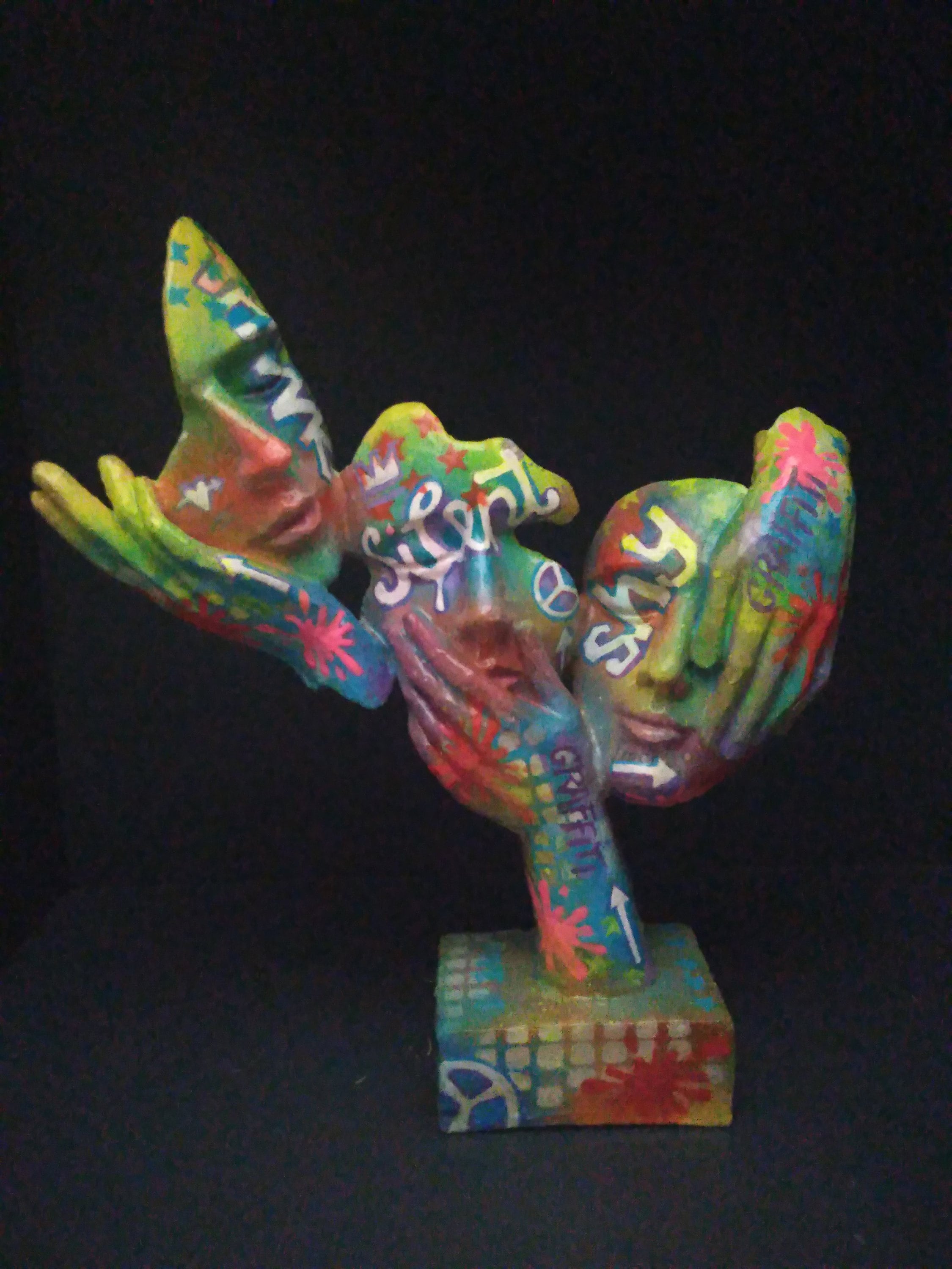 Gothic See No Evil,hear No Evil,speak No Evil Sculpture,painted Witch ...