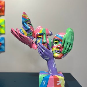 See No Evil,hear No Evil,speak No Evil Sculpture,painted Colourful ...