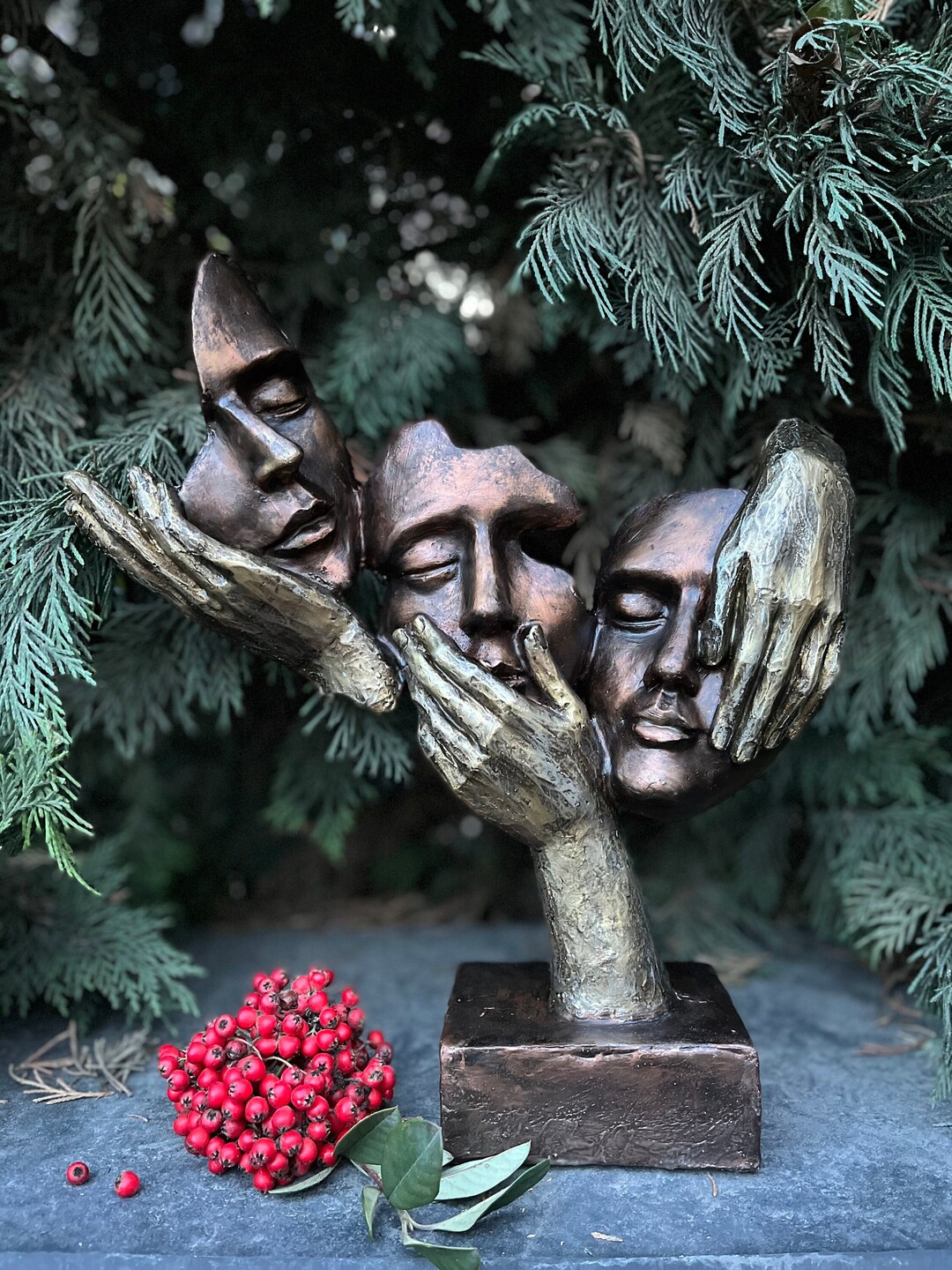 See No Evil,hear No Evil,speak No Evil Sculpture,painted Handmade ...