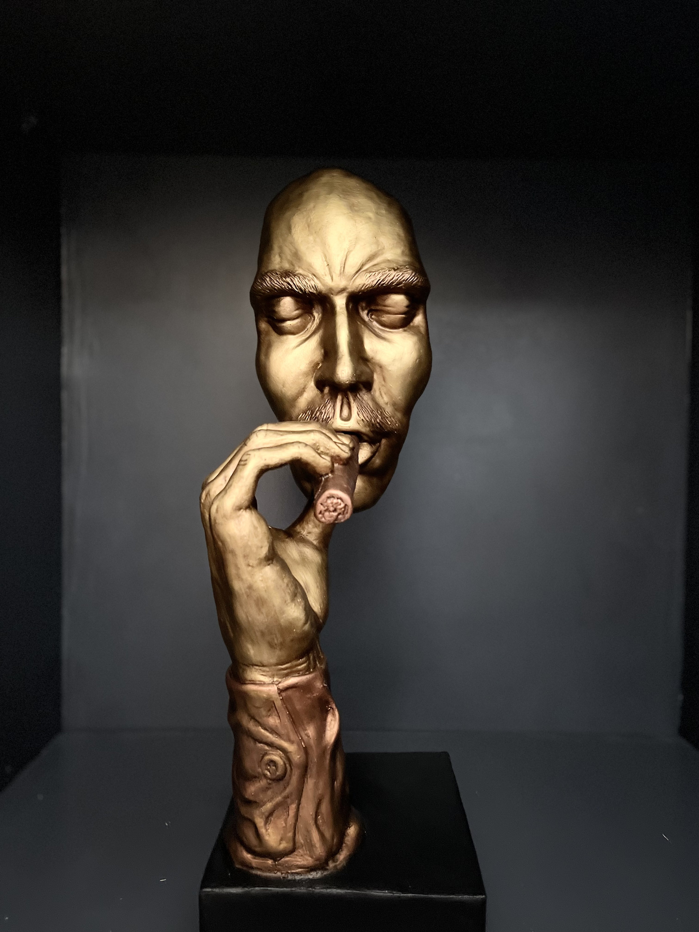 Smoking Man Bust Sculpture big Boss Painted Handmade Statue - Etsy