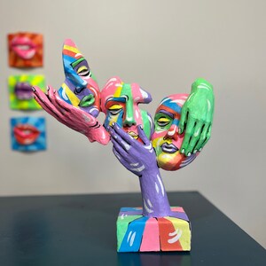 See No Evil,hear No Evil,speak No Evil Sculpture,painted Colourful ...