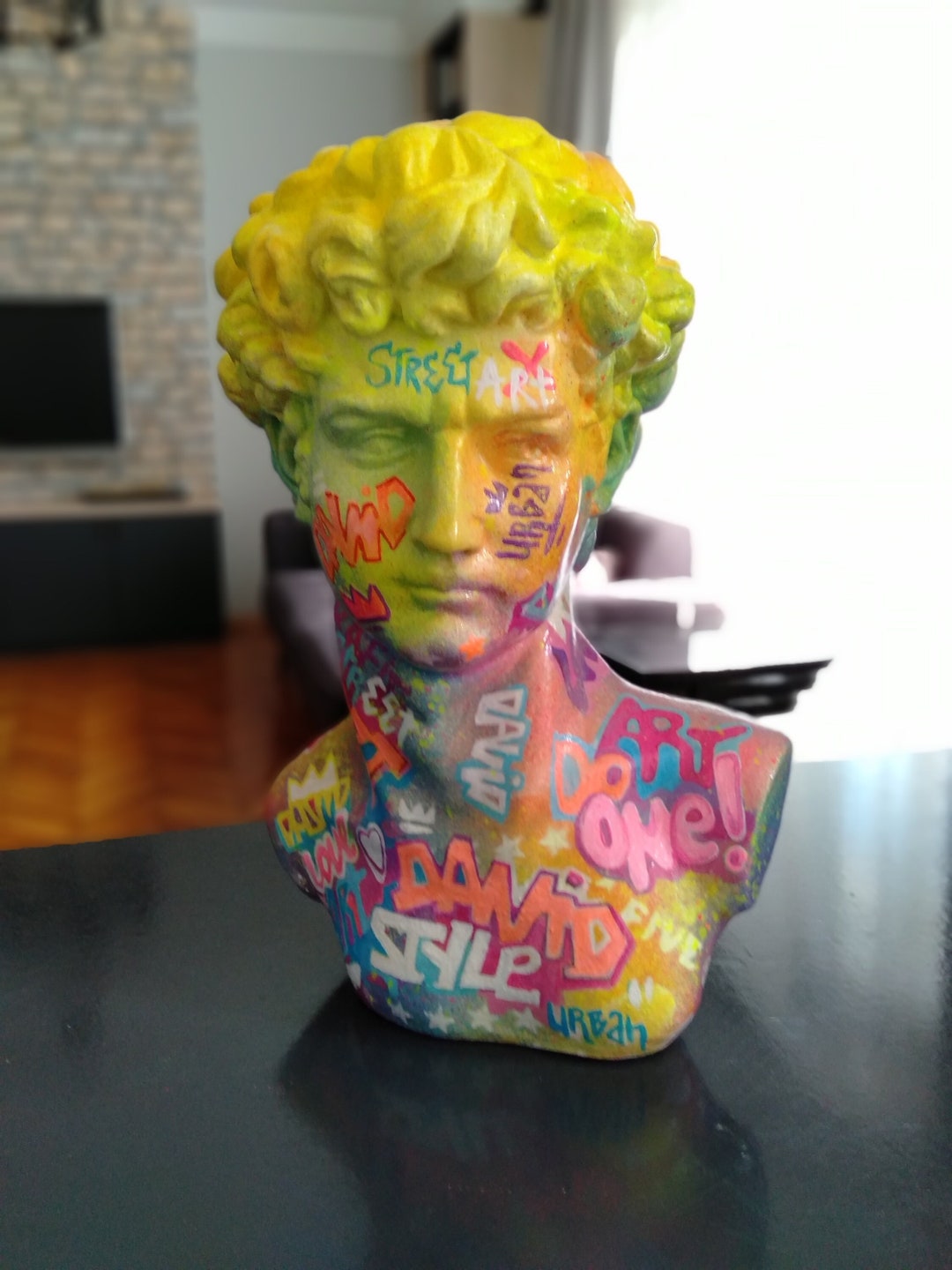 Street Art David Bust,yellow Italian Modern Handmade Statue,graffiti ...
