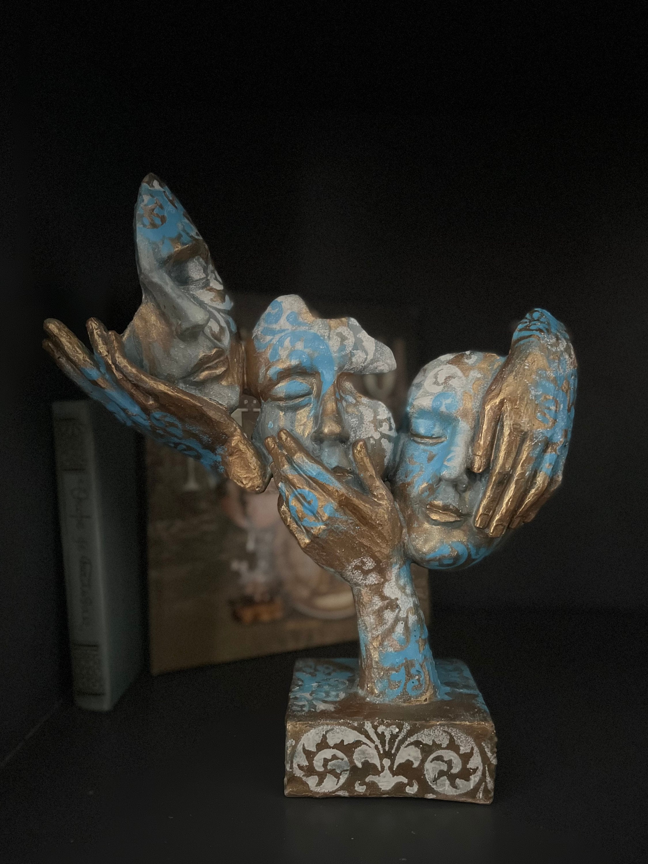 Gothic See No Evil,hear No Evil,speak No Evil Sculpture,painted Witch Handmade Statue ,satan ...