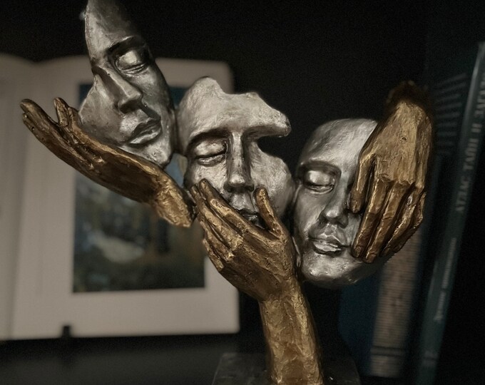 See No Evil,hear No Evil,speak No Evil Sculpture,painted Handmade ...