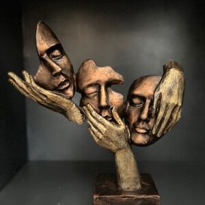 See No Evil,hear No Evil,speak No Evil Sculpture,painted Handmade ...