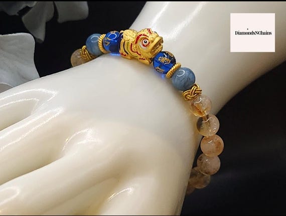 Gold pixiu wealth mantra bracelet store