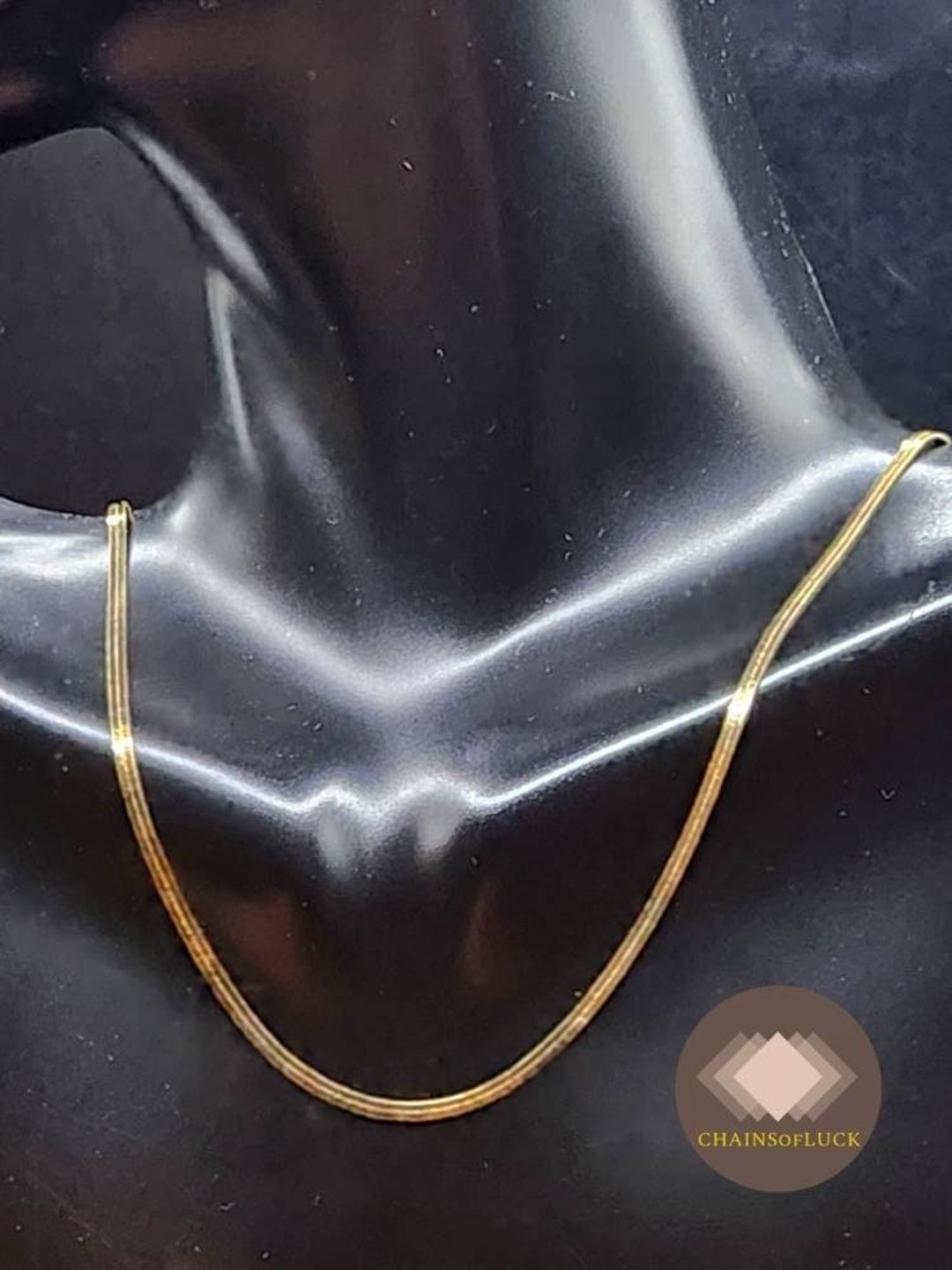 20 18K Real Gold Chain Necklace 18K Gold Herringbone Snake Chain ...