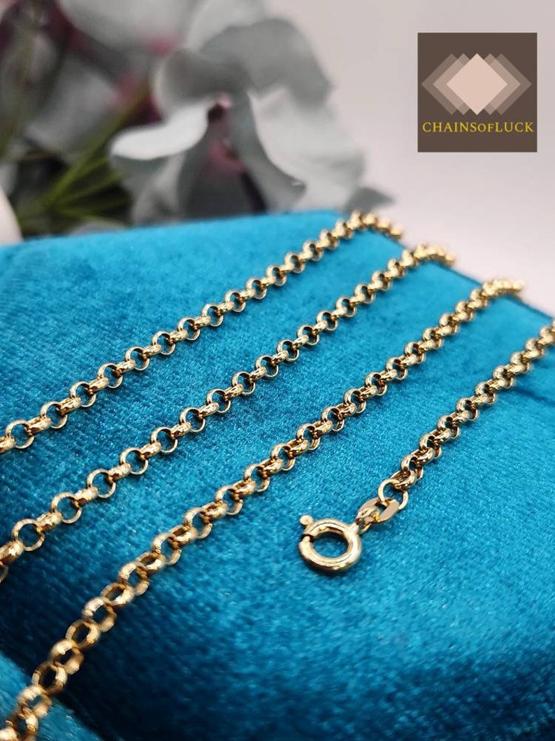 18K Real Gold Chain Necklace 18 Karat Rolo Links 18K Real - Etsy