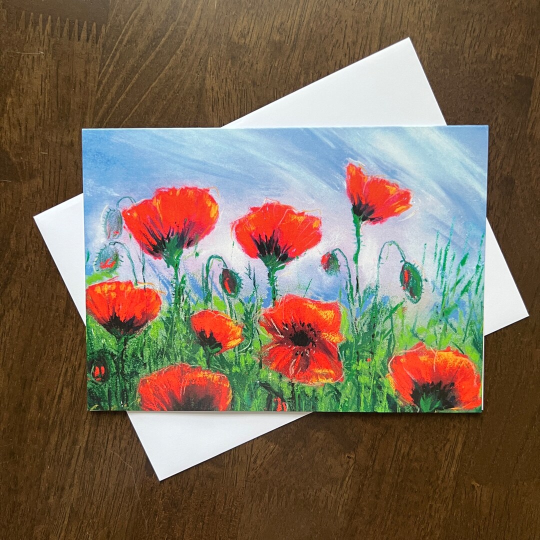 Blank Landscape A6 Poppy Greetings Card, Scottish Original Pastel ...