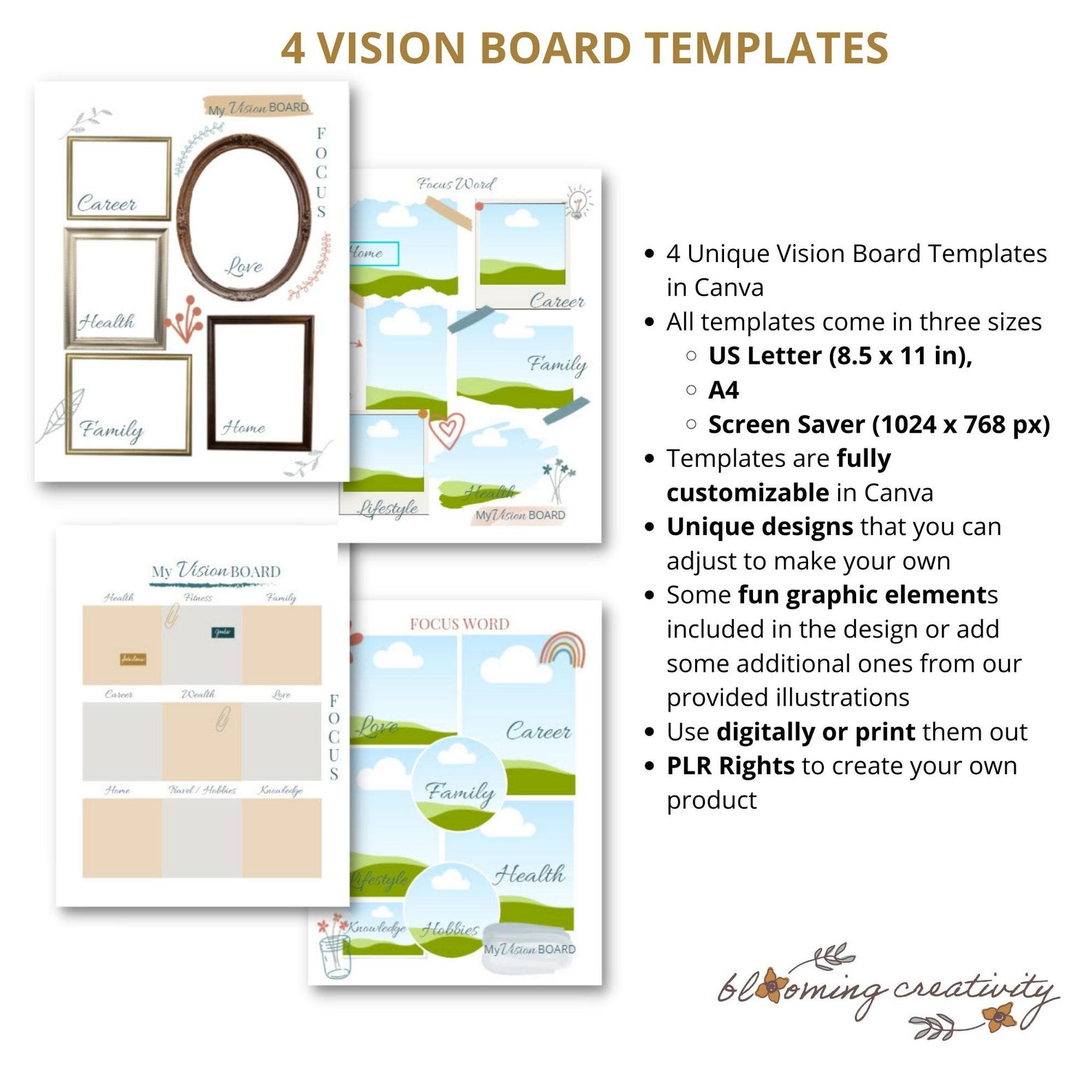 Vision Board, Vision Board Kit, Vision Board Printables, Goal Planner ...