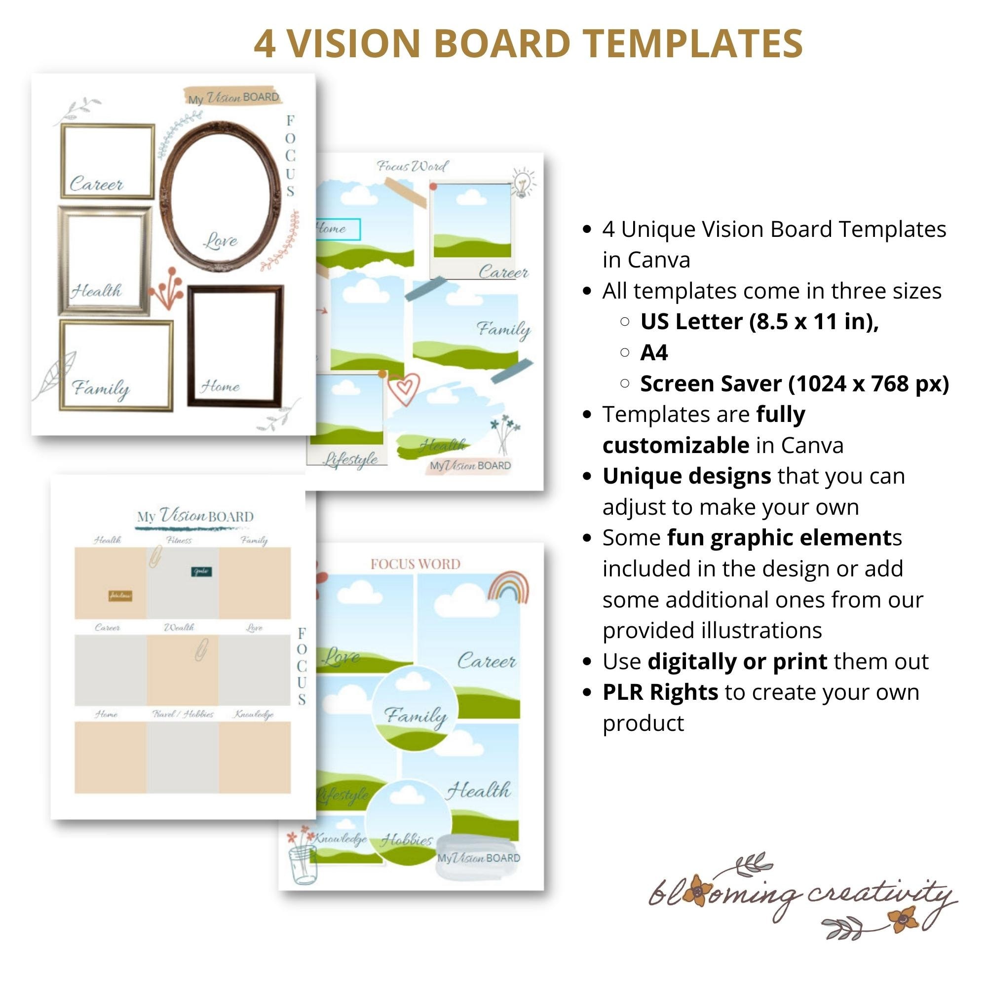 Vision Board, Vision Board Kit, Vision Board Printables, Goal Planner ...