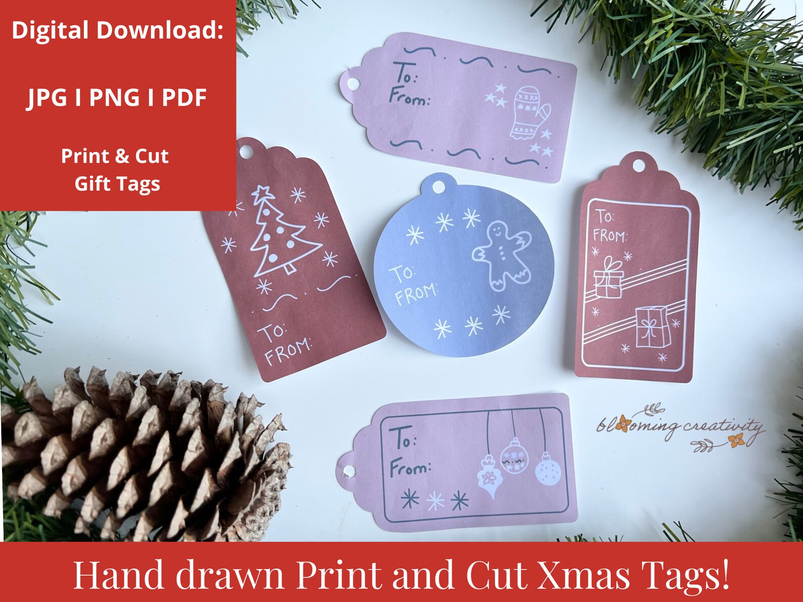 Printable Christmas Gift Tags, Print and Cut Gift Tag Sheet With ...